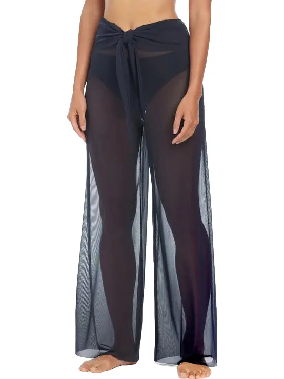 ROD BEATTIE Be Transparent Tie Front Cover-up Pants - Black