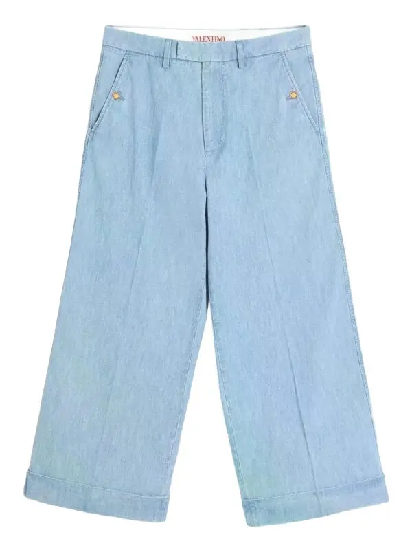 Valentino Garavani Cuffed Wide-leg Jeans - Blue