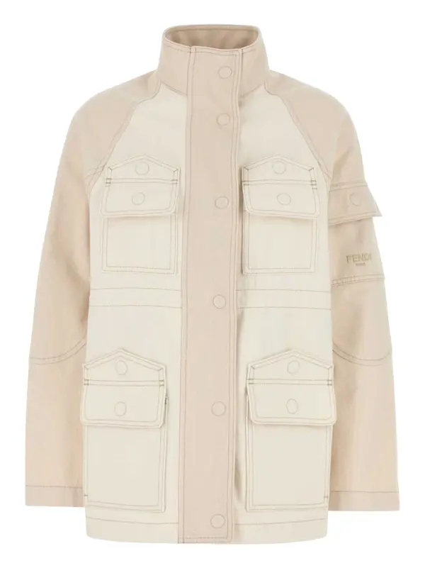 Fendi Denim Bomber Jacket - Neutrals