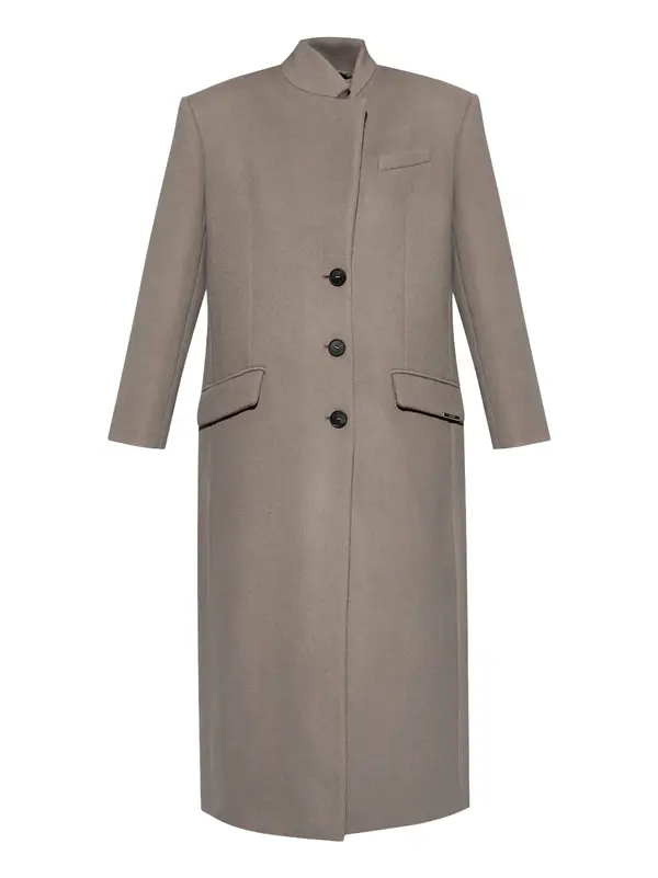Attico Wool Single-breasted Coat - Grey