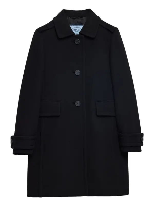 Prada Natté Pea Coat - Black