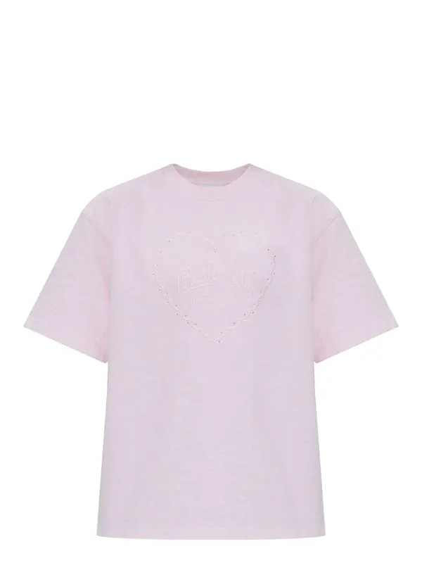 GANNI Embroidered T-shirt - Pink