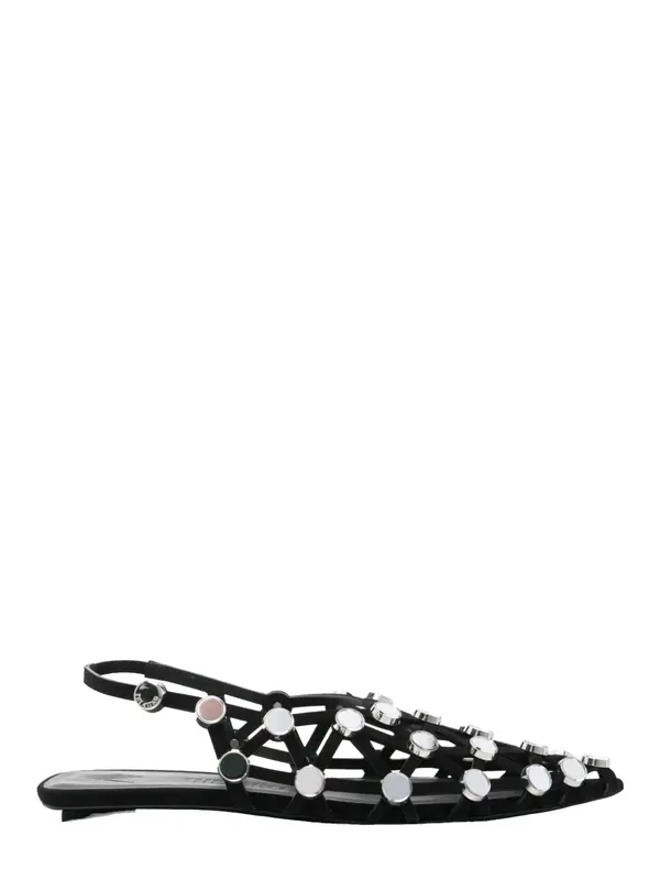Attico Grid Slingback Sandals - Black