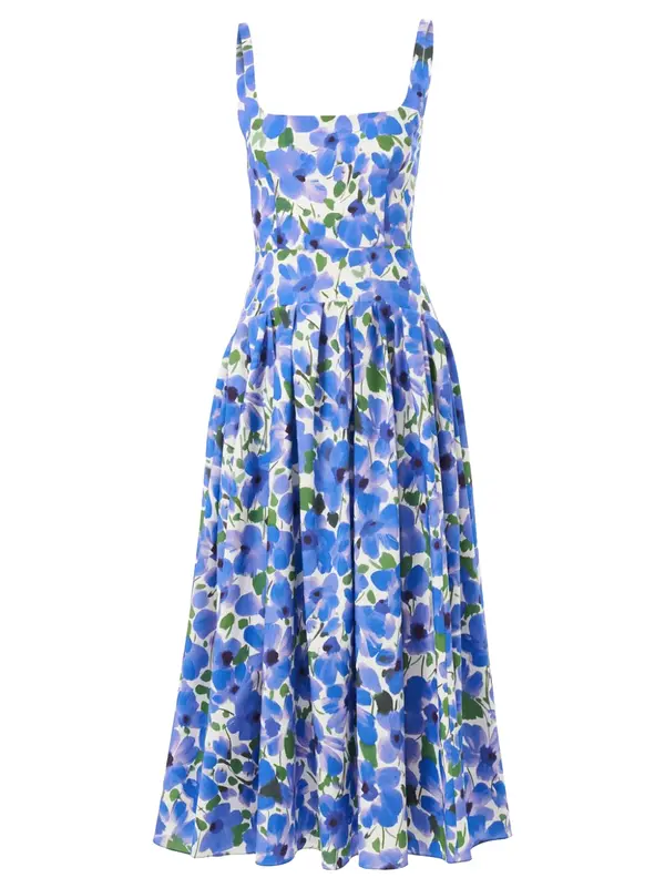 Carolina Herrera Floral-print Midi Dress - Blue