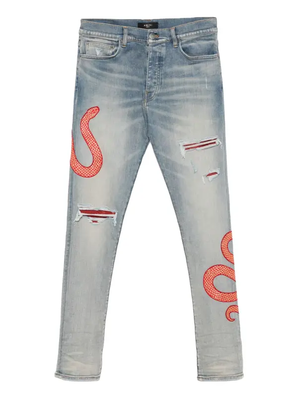 Amiri Snake Detailing Jeans - Blue
