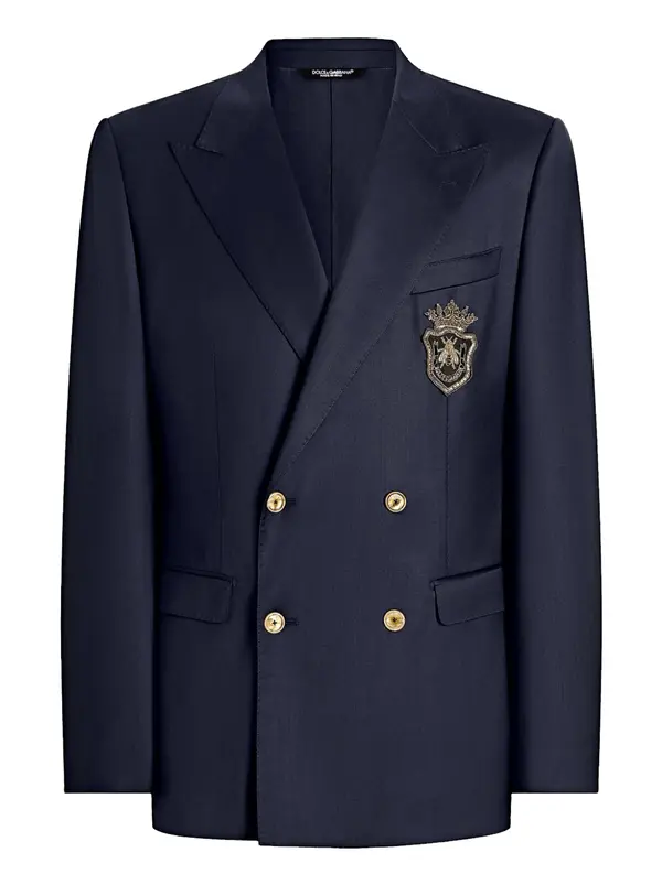 Dolce & Gabbana Double-breasted Patch Jacket - Blue