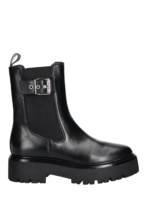 Karl Lagerfeld Buckled Leather Chelsea Boots - Black
