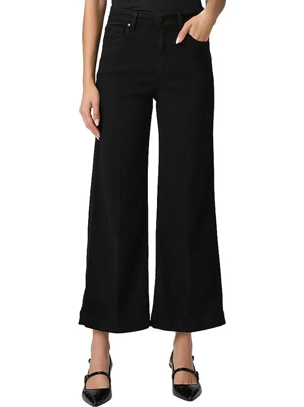 Paige Annessa Cropped Wide Leg Jeans - Black Shadow