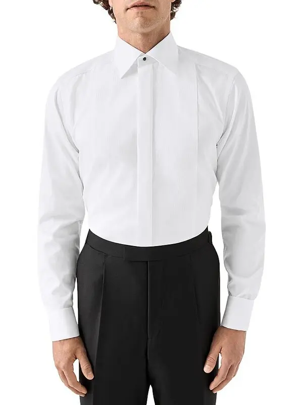 Eton Slim Fit Plisse Bib Formal Shirt - White