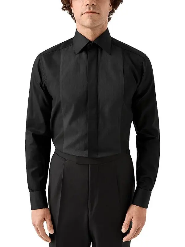 Eton Slim Fit Plisse Bib Tuxedo Shirt - Black