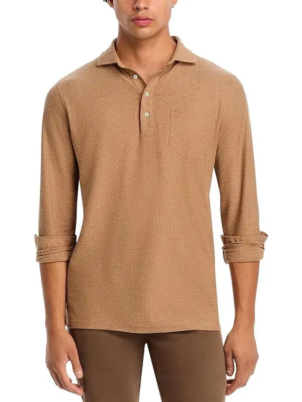 Peter Millar Ramble Cotton & Cashmere Long Sleeve Polo Shirt - Rye