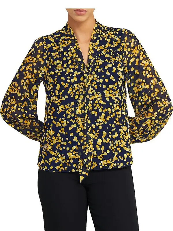 HOBBS LONDON Aria Blouse - Navy Yellow