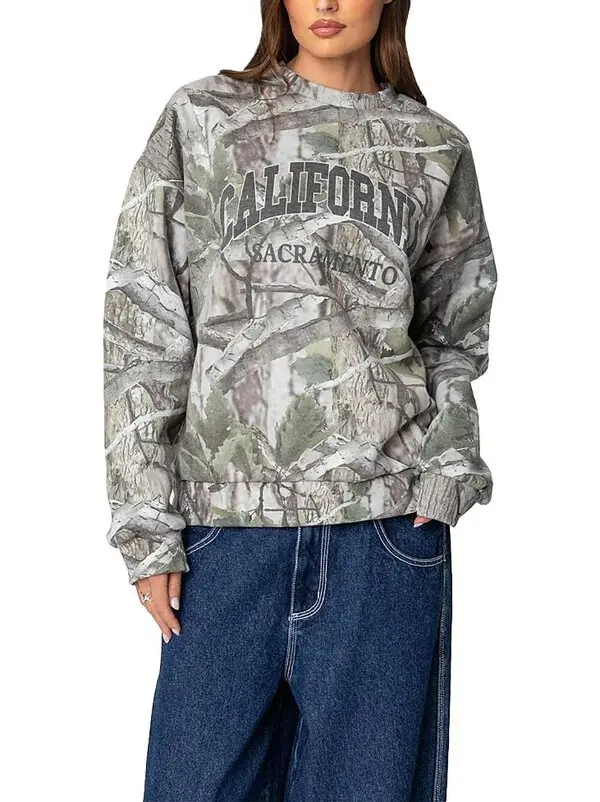 EDIKTED Cali Camo Sweatshirt - Olive