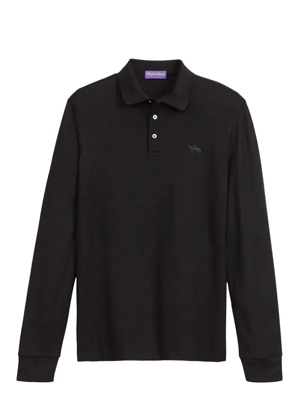 Ralph Lauren Purple Label Logo-embroidered Cotton Polo Shirt - Black