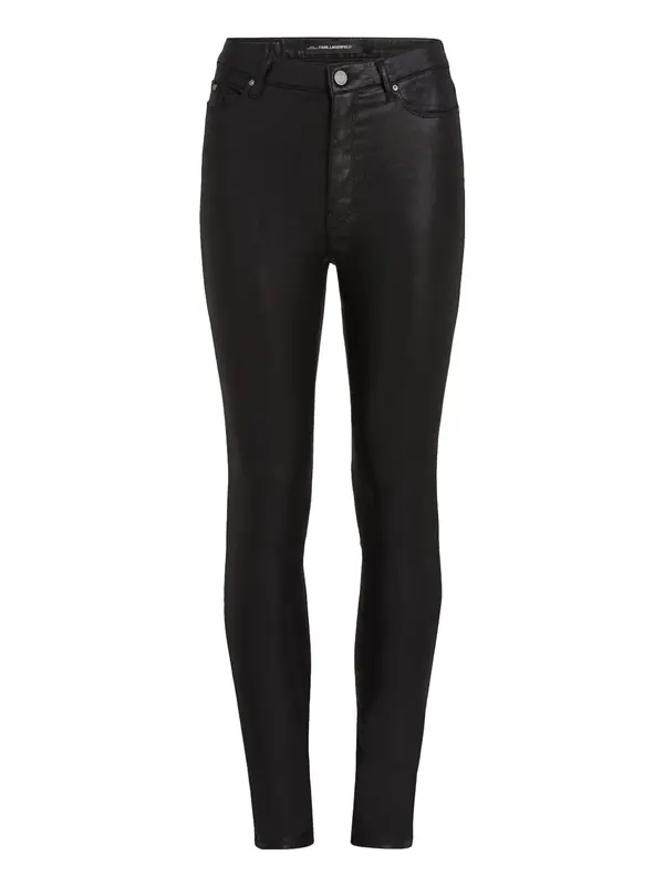 Karl Lagerfeld Metallic-finish Skinny Jeans - Black