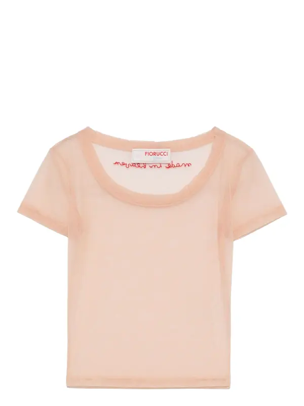 Fiorucci Tulle Crop Top - Neutrals