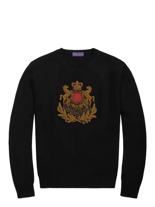 Ralph Lauren Purple Label Embroidered Pullover - Black