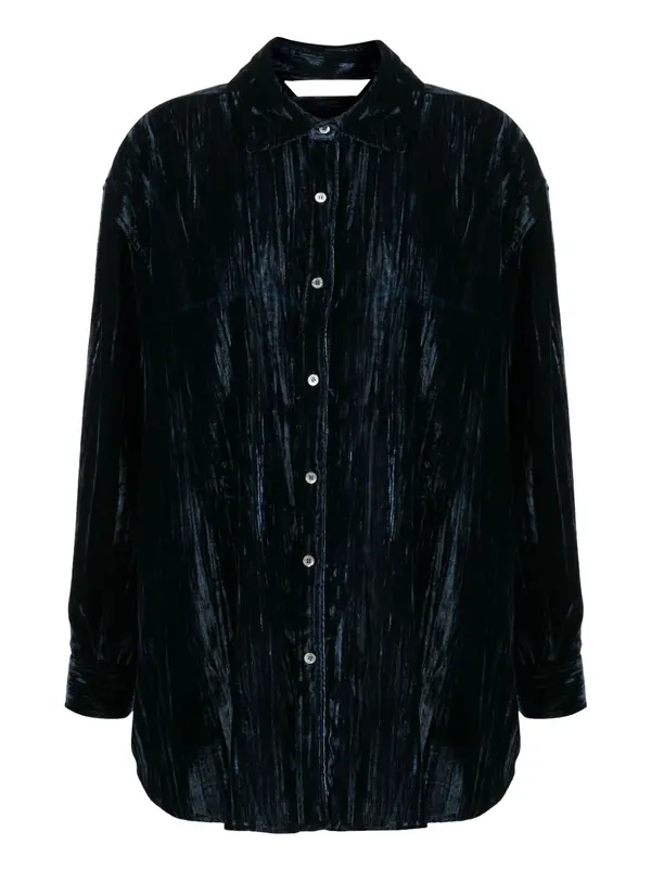 Palm Angels Velvet Crinkled Shirt - Blue