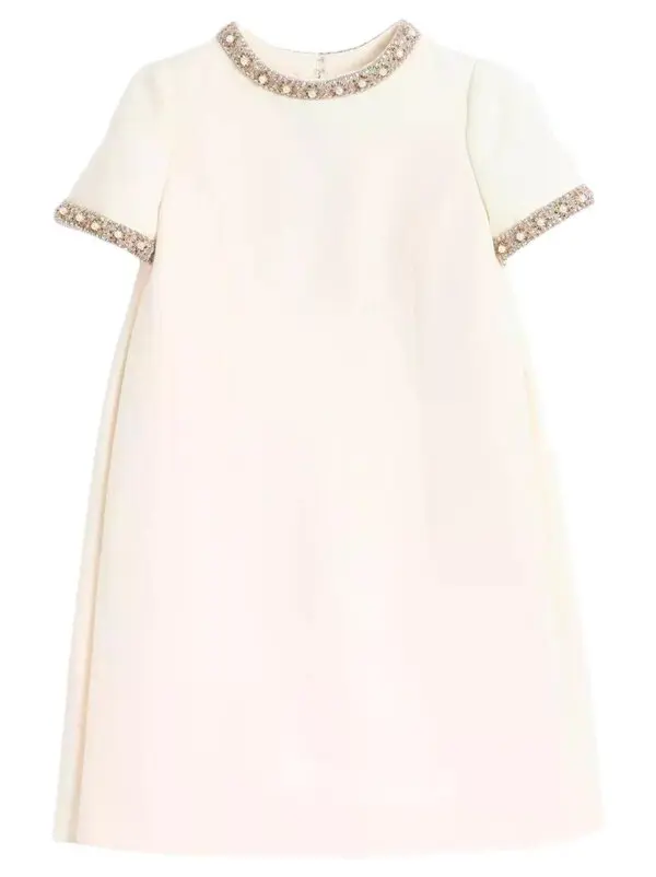 Valentino Garavani Crepe Couture Embroidered Mini Dress - Neutrals