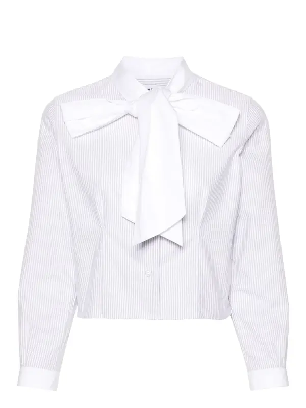 Thom Browne Pussy-bow Cotton Blouse - Grey