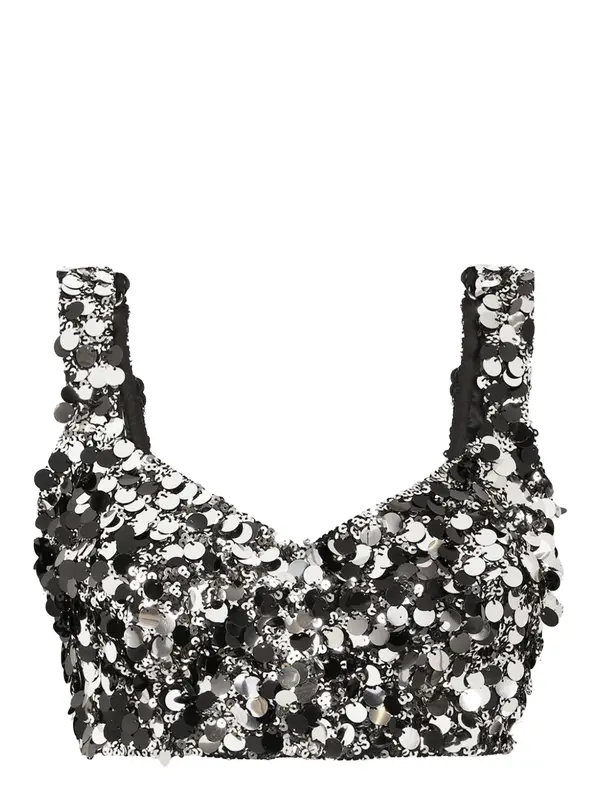 Dolce & Gabbana Sequin-embellished Cropped Top - Silver