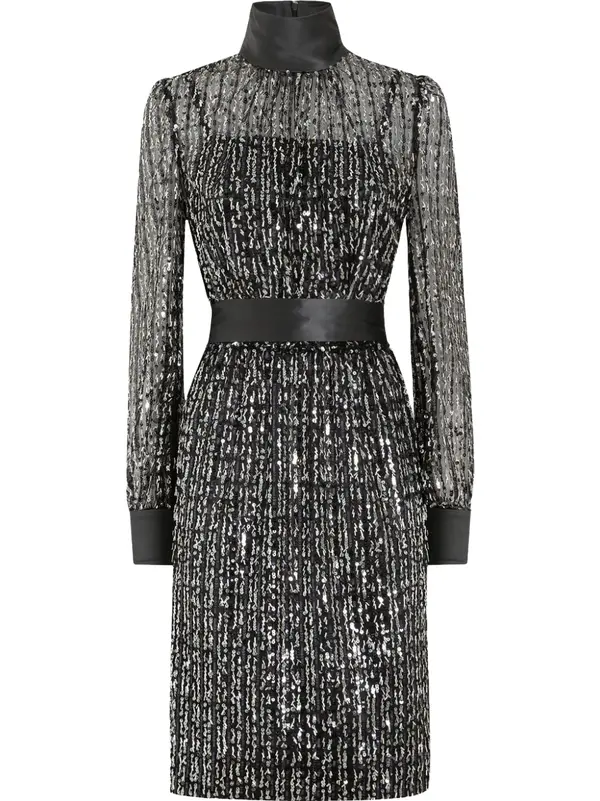 Dolce & Gabbana Sequinned Midi Dress - Black