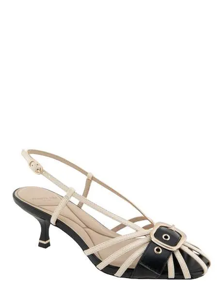 KENNETH COLE Glenda Slingback Sandal - Sand/black Patent