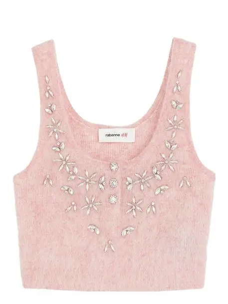Rabanne H&m Embellished Tank Top - Pink