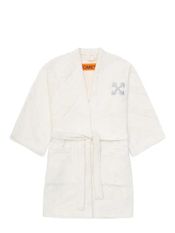 Off-White Off Home Bathrobe - White/ice Grey