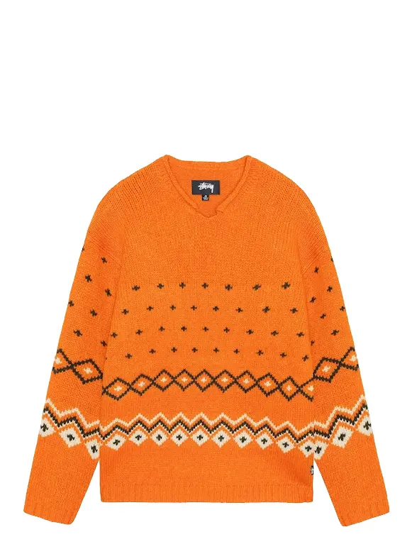 StÜssy Roll Neck Fairisle Sweater - Orange