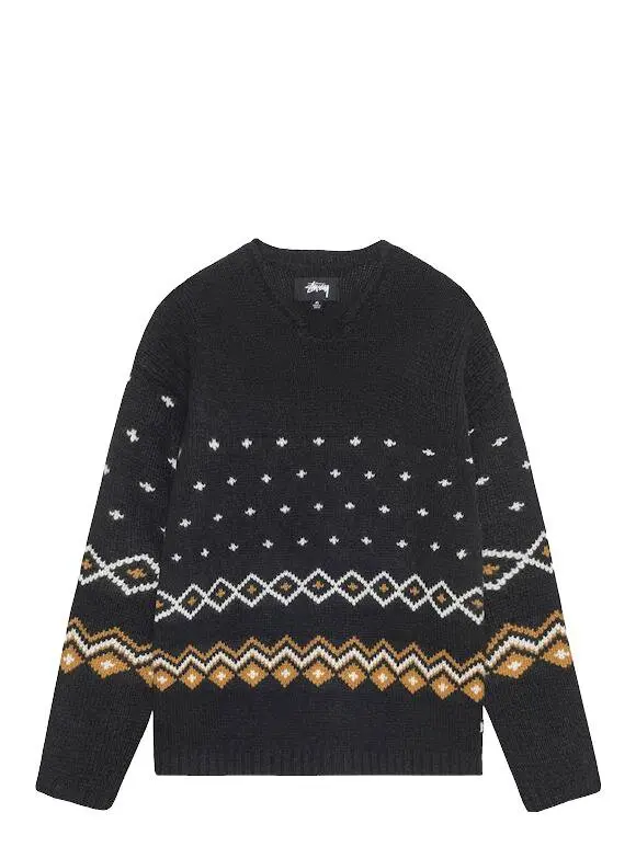 StÜssy Fairisle Roll Neck Sweater - Charcoal