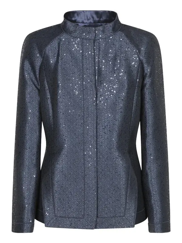 Giorgio Armani Jacquard Jacket With Sequin Detailing - Blue