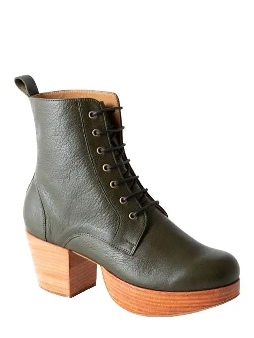 FORTRESS Bernadette Lace-up Platform Boots - Olive