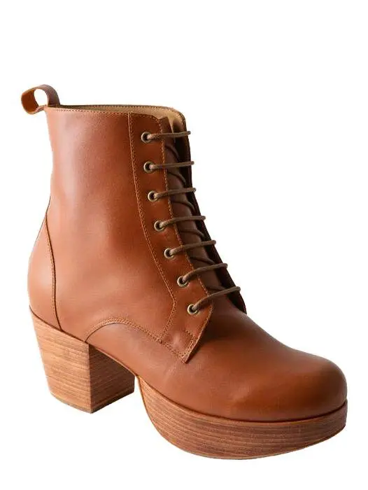 FORTRESS Bernadette Lace-up Platform Boots - Whiskey