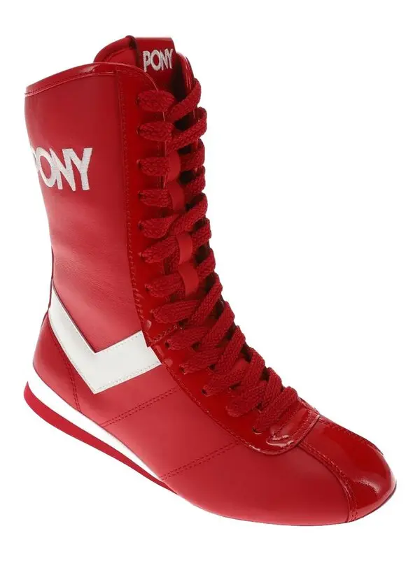 PONY Ko-80 High Patent Sneakers - Red/white