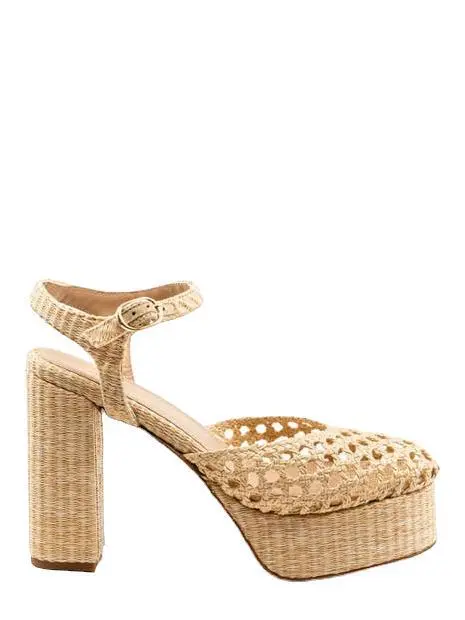 ANDREA GOMEZ Beatriz Raffia Platform Sandals - Natural Raffia