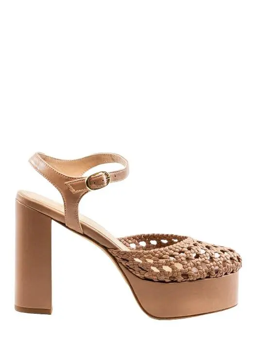 ANDREA GOMEZ Beatriz Raffia Platform Sandals - Taupe