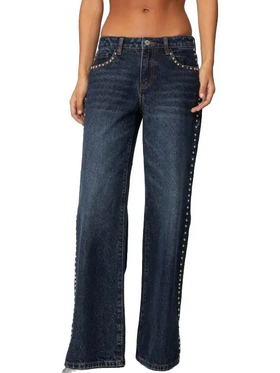 EDIKTED Stassie Studded Baggy Jeans - Blue