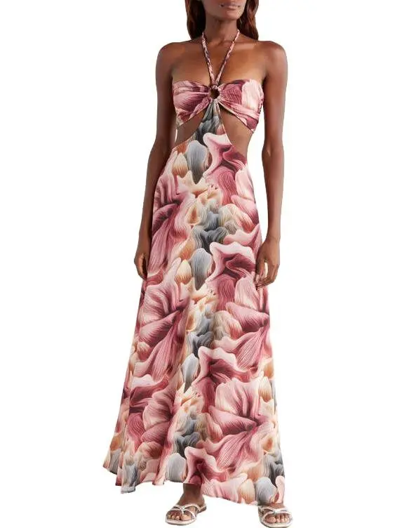BOAMAR Chamberlain Cutout Halter Maxi Sundress - Bouquet