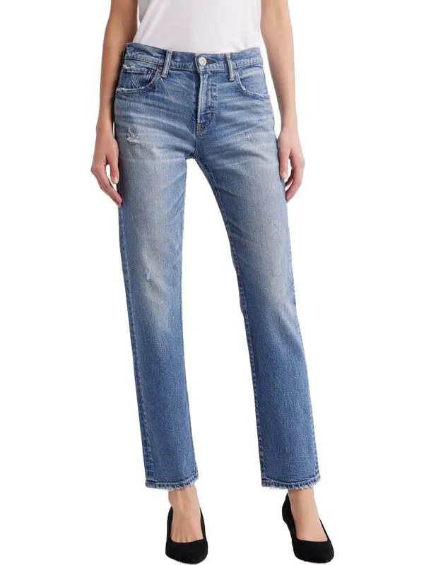 Moussy Vintage Linden Slim Straight Leg Jeans - Light Blue