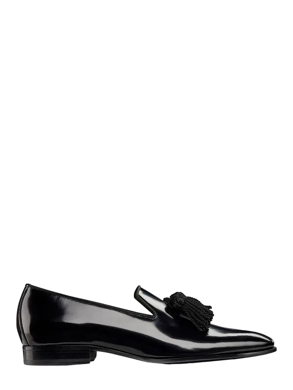 JIMMY CHOO Foxley Patent Leather Loafers - Black