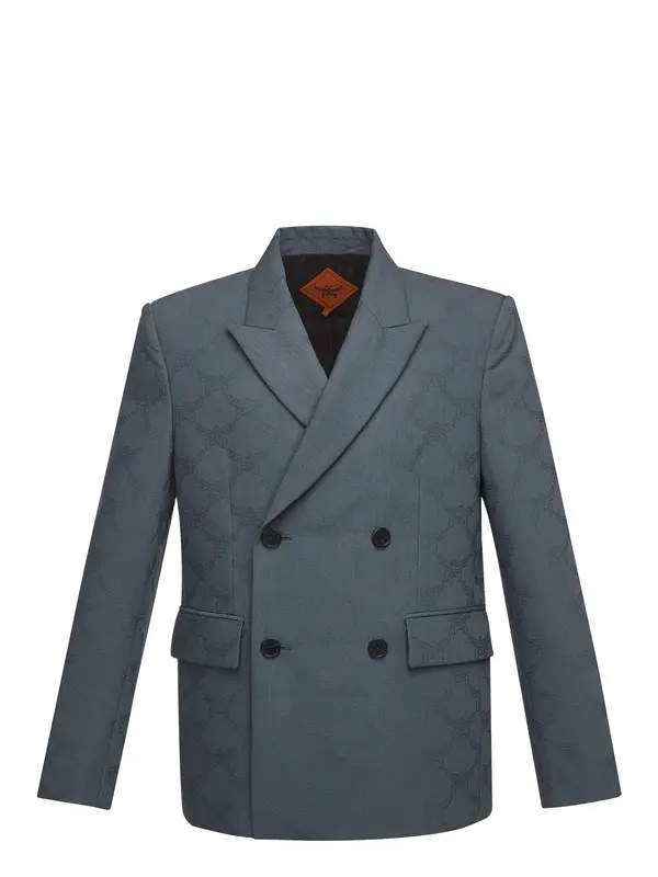 Mcm Lauretos Jacquard Wool Jacket - Grey