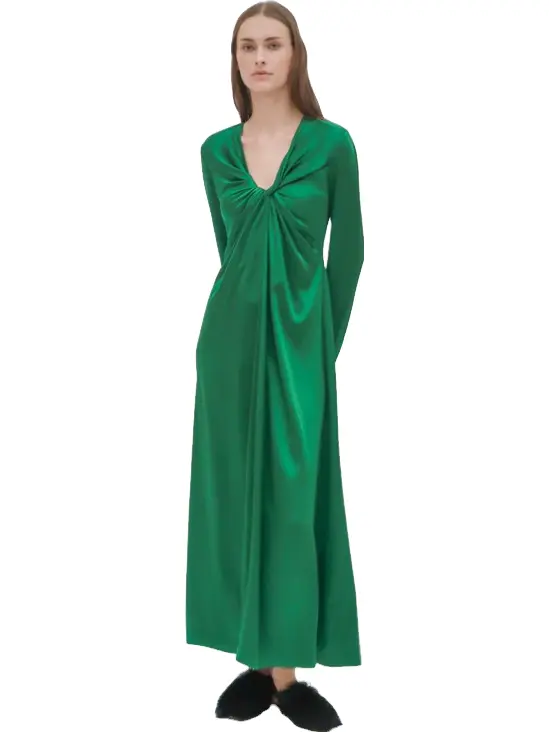 Rosetta Getty Twist Front Long Sleeve Gown - Green