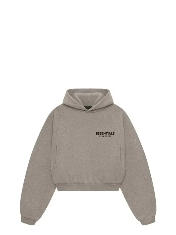 Fear Of God Essentials Fleece Cropped Hoodie - Heather Gray