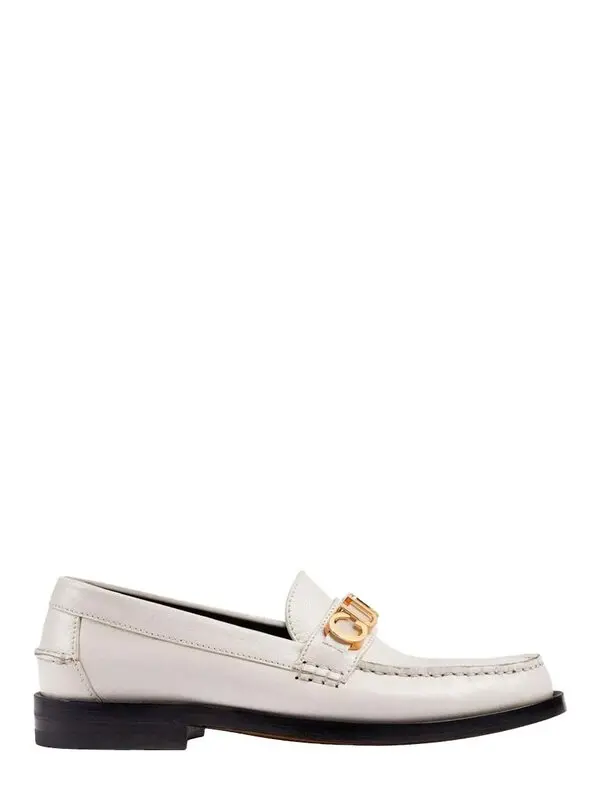 Gucci Leather Loafer With Logo Plaque - White