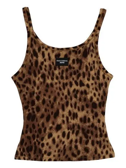 SKIMS Cotton Rib Scoop Tank - Leopard
