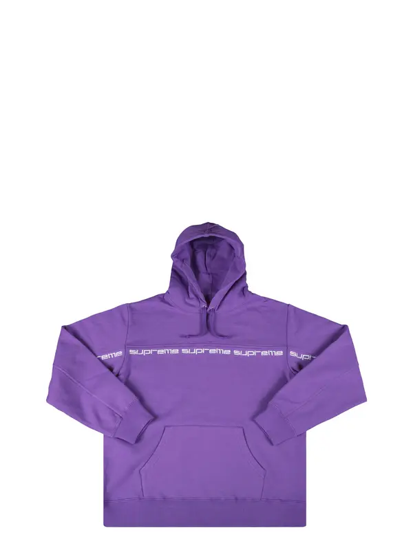 Supreme Text Stripe Hooded Sweatshirt - Purple