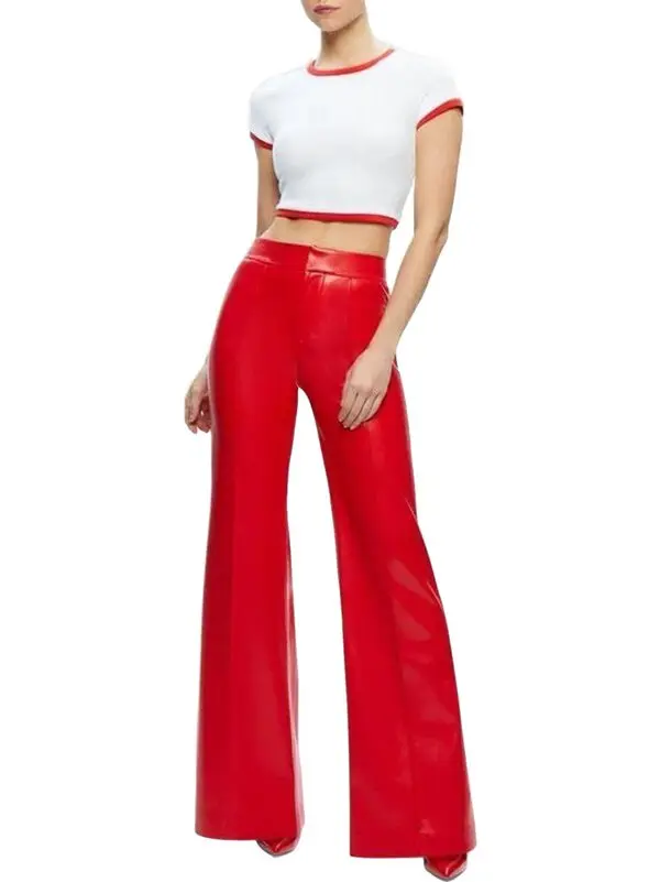 Alice + Olivia Dylan High-rise Vegan Leather Pants - Bright Ruby
