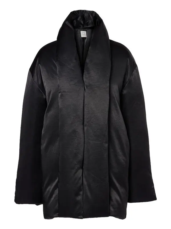 TOTEME Satin Down Hooded Jacket - Black