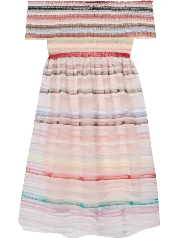 SUSAN FANG Striped Off-shoulder Minidress - Pink